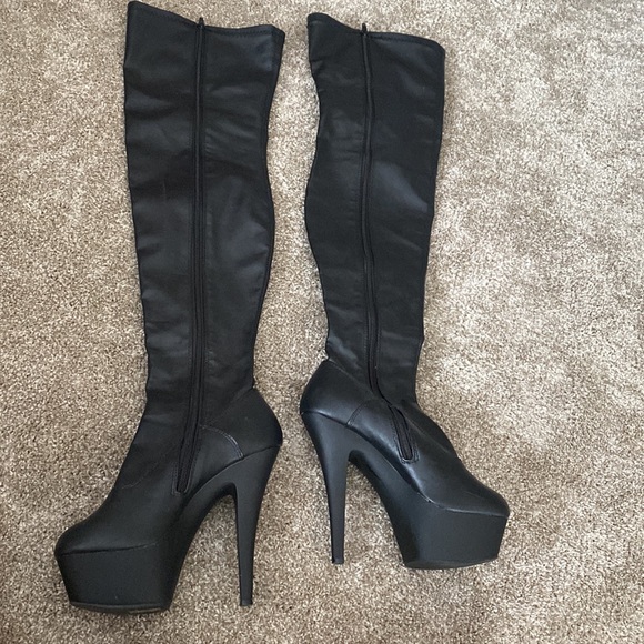 Pleaser | Shoes | Size 9 Black Pleasers Above The Knee Heels | Poshmark